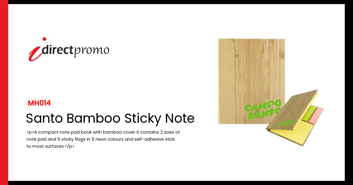 Santo Bamboo Sticky Note IDirectPromo - Custom Promotional Products and ...