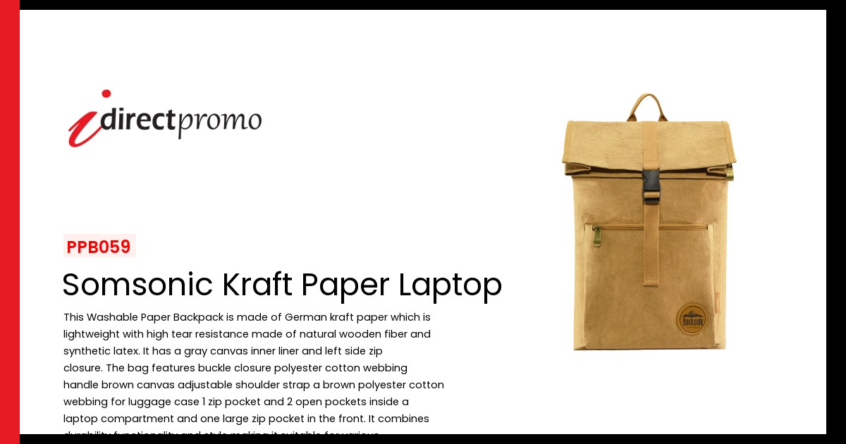 Somsonic Kraft Paper Laptop Backpack IDirectPromo - Custom Promotional ...