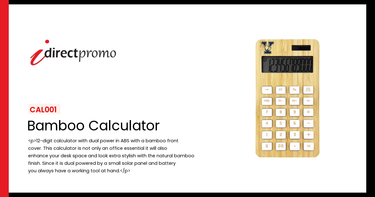 Bamboo Calculator IDirectPromo - Custom Promotional Products and ...