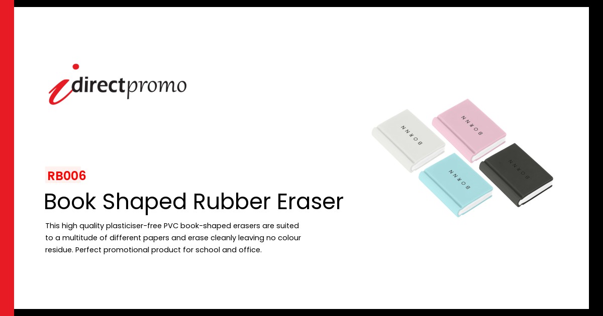 Book Shaped Rubber Eraser IDirectPromo - Custom Promotional Products ...